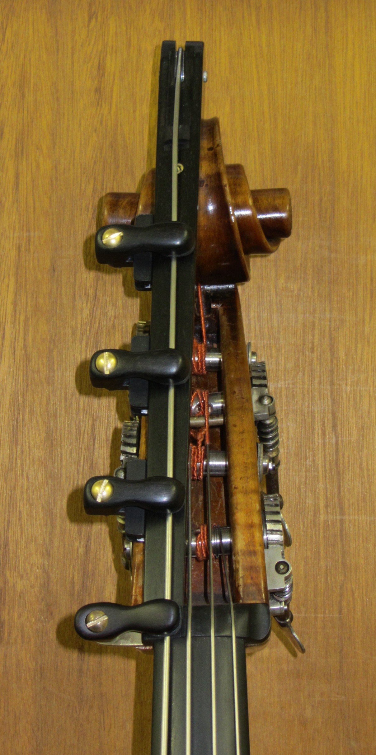 Hand Carved Plate design around the Tuners on the Scroll Cheeks